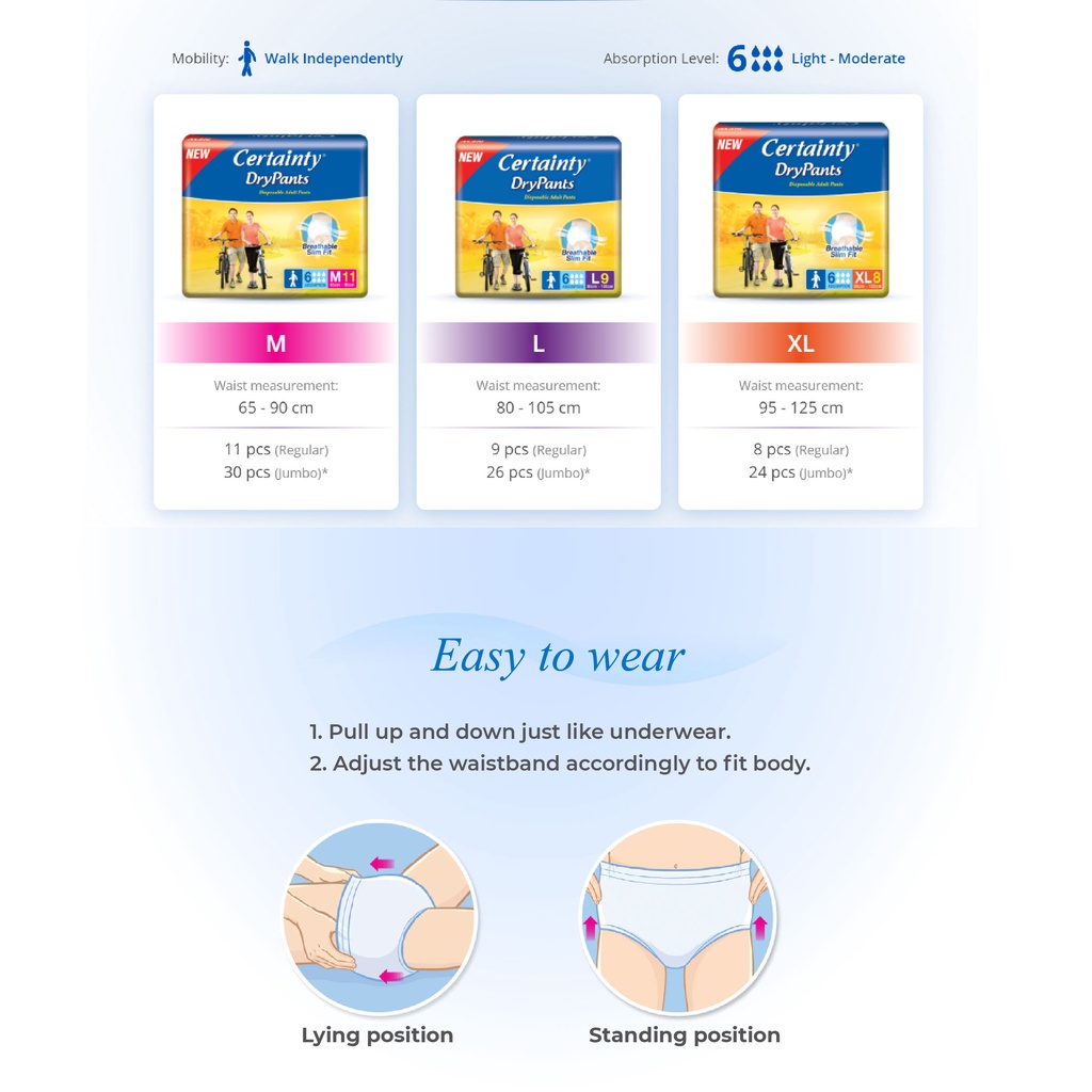 Certainty Drypants Adult Diaper XXL 6s | Comfortably Slim | Shopee Malaysia
