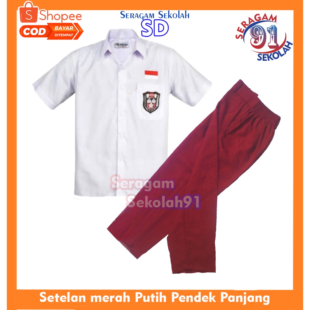MERAH PUTIH Elementary School Uniforms Red And White Suits Short Long ...
