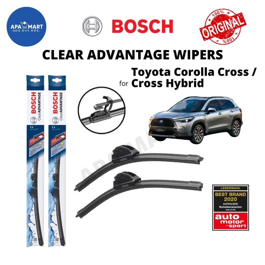 Genuine Bosch Clear Advantage U Hook Wiper Set for Toyota Corolla Cross / Cross Hybrid (BCA26 ...