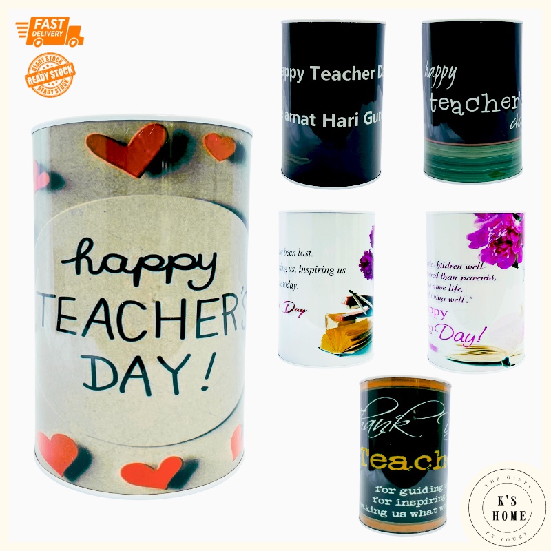 Happy Teacher's Day Hari Guru Gift Coin Box Metal Tabung Duit Syling ...