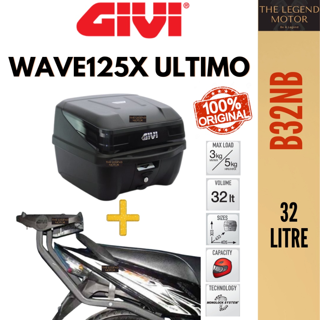 WAVE 125 X ULTIMO WAVE125X WAVE125 X GIVI HRV HEAVY DUTY MONORACK MONO RACK J TAPAK BOX KOTAK ...