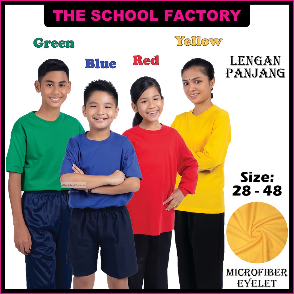 Jersey Microfiber Eyelet Berwarna Sekolah Lengan Panjang Tshirt Color ...