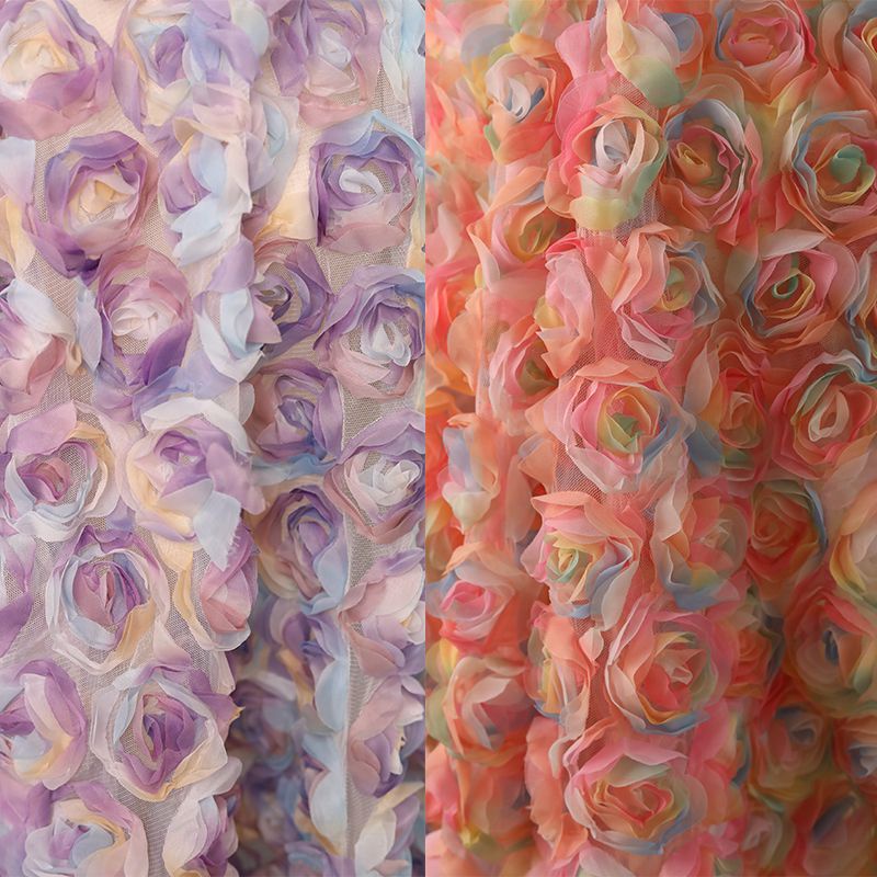 Three-dimensional Embossed Jacquard Fabric Rose Gradient Costume ...