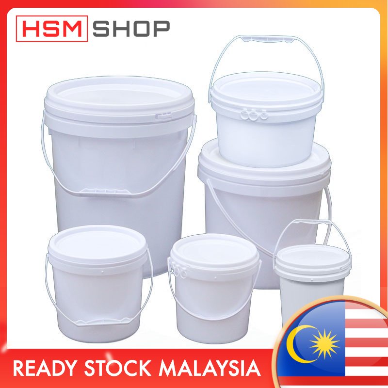 Plastic Bucket Pail With Lids / Large Storage Container / Tong Cat / Tong Kosong / 5L - 20L (PP ...