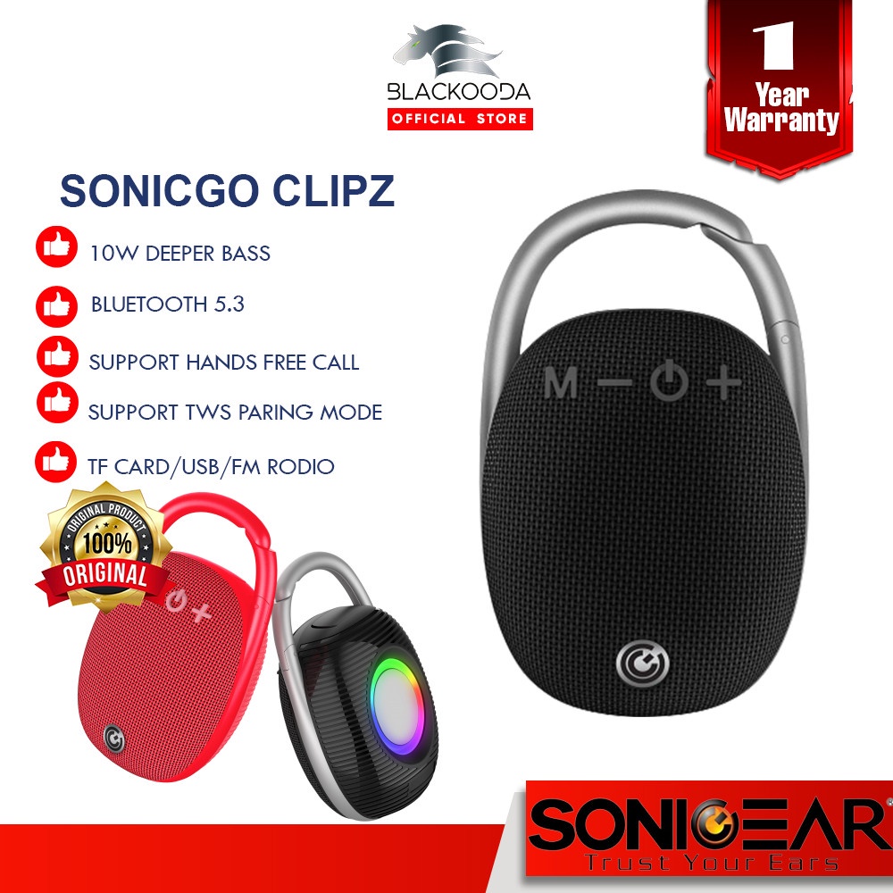 SonicGear SonicGo clipz Bluetooth Portable Speaker with Hook | FM Radio ...