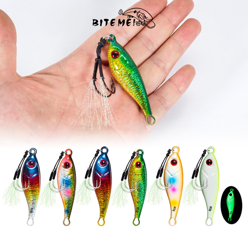 1Pcs Jig 20g/30g/40g/60g 3D Eyes Metal Jigging Casting Bait With Double Assist Hook Slow Clamp ...