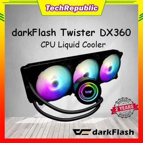 AIGO DARKFLASH TWISTER DX-360 AIO 360mm CPU LIQUID COOLER (BLACK) [ DX360 ] | Shopee Malaysia