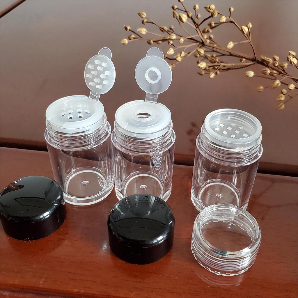10ml Empty Cosmetic Loose Powder Jars Container Screw Lid Clear Plastic ...