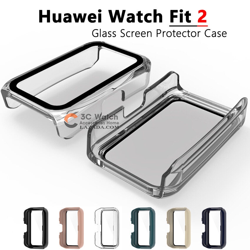 Hard Edge Shell Glass Screen Protector Case For Huawei Watch fit 2 ...