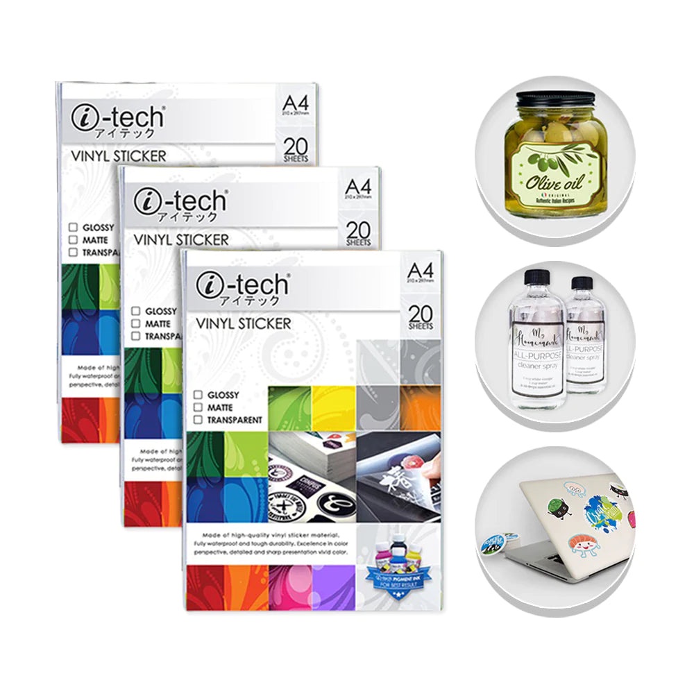 I-tech Waterproof Printable Vinyl Sticker A4 (20 sheets) | Shopee Malaysia