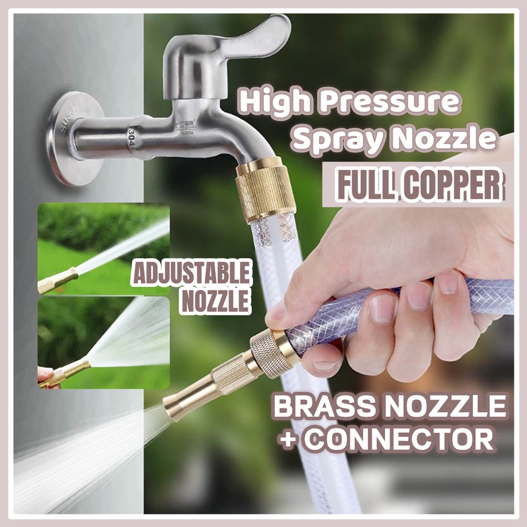 Adjustable Water Sprayer High Pressure Brass Spray Nozzle With Hose ...