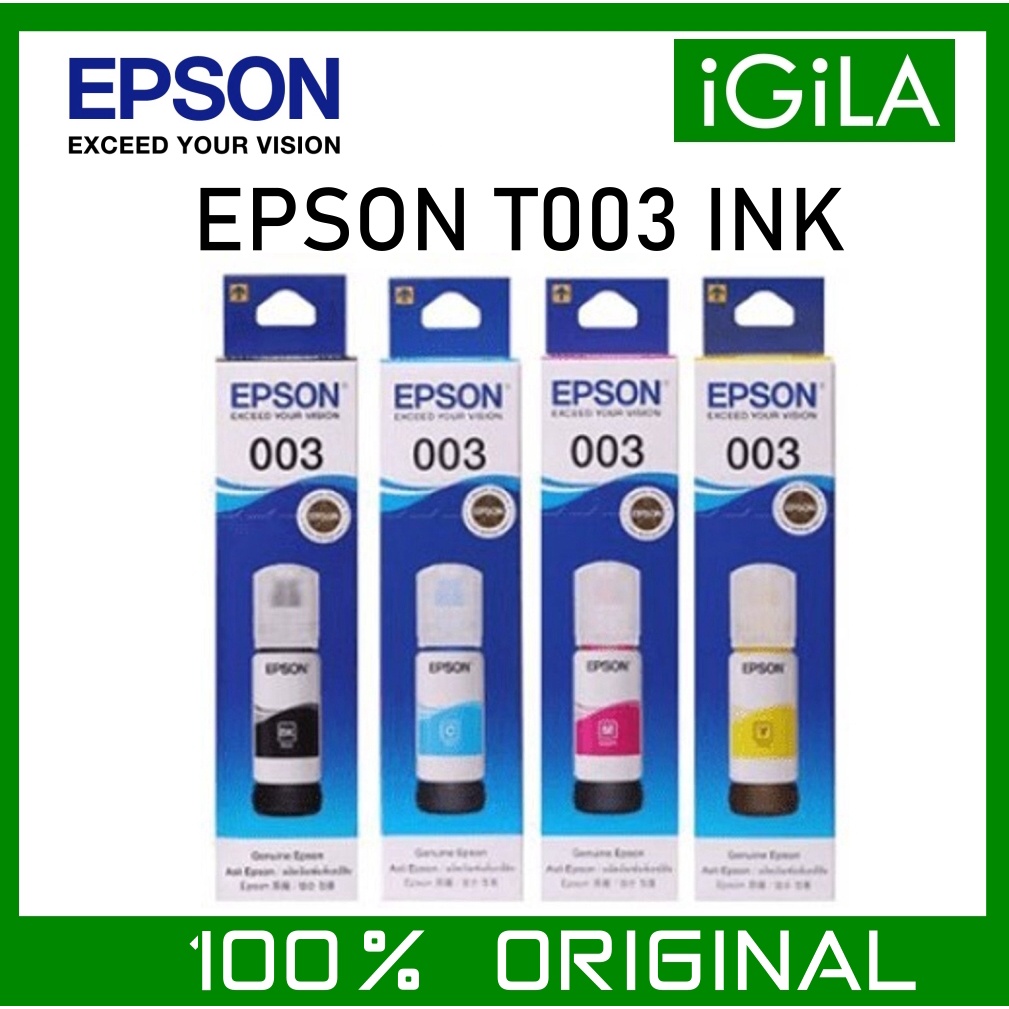 ORIGINAL EPSON 003 T003 FOR PRINTER l3210 l3250 l3256 ink L1110 / L3100 ...