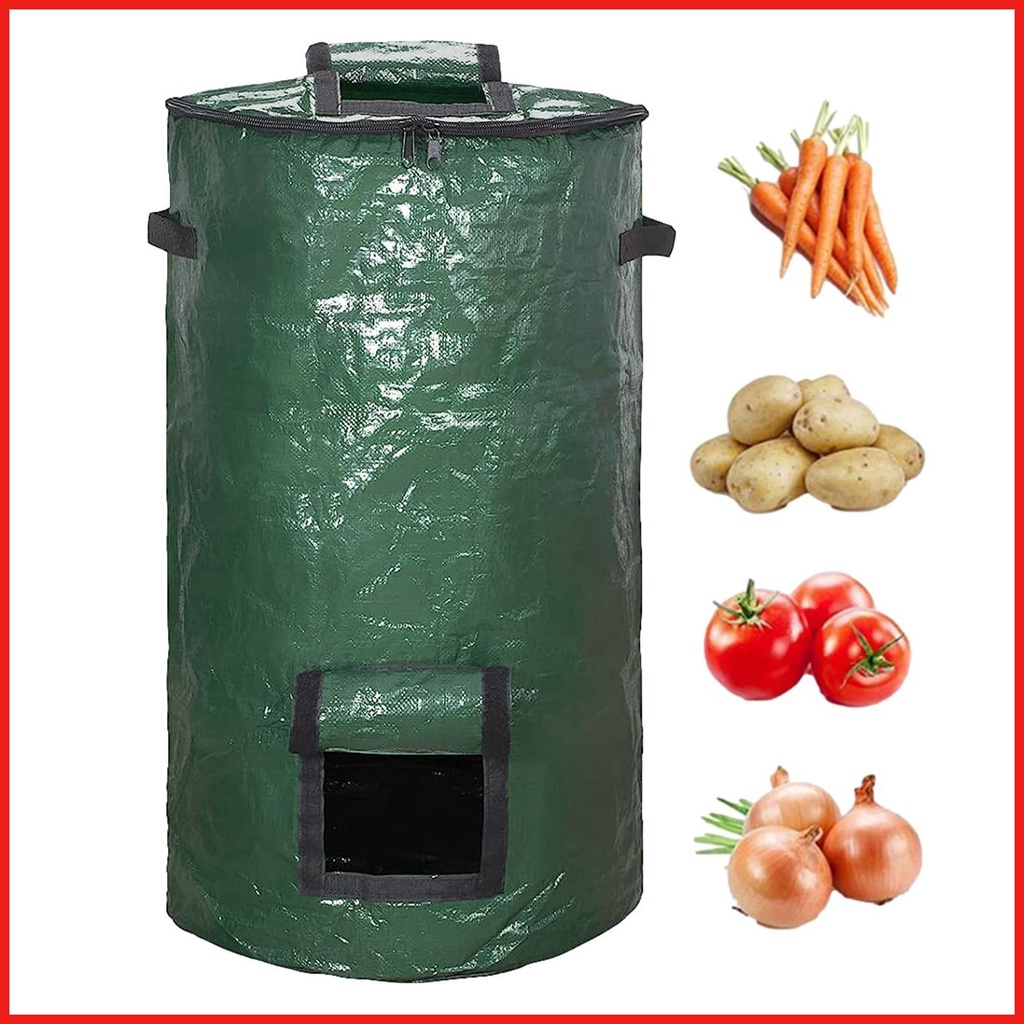 Compost Bin Bag Collapsible Yard Waste Containers Environmental Compost ...