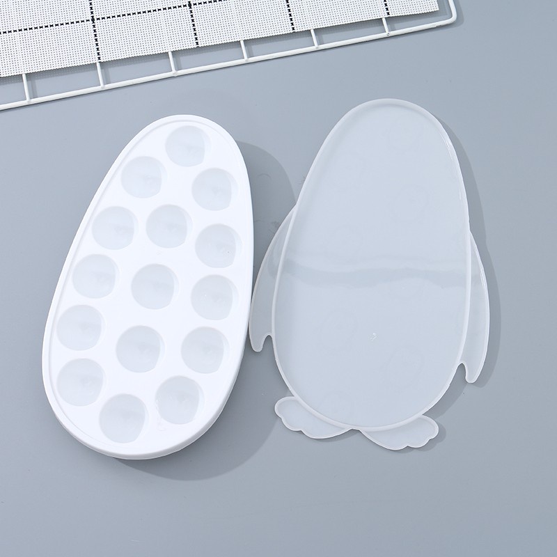 15Holes Penguin Plastic Ice Cube Tray With Cover Freezer Maker Premium ...