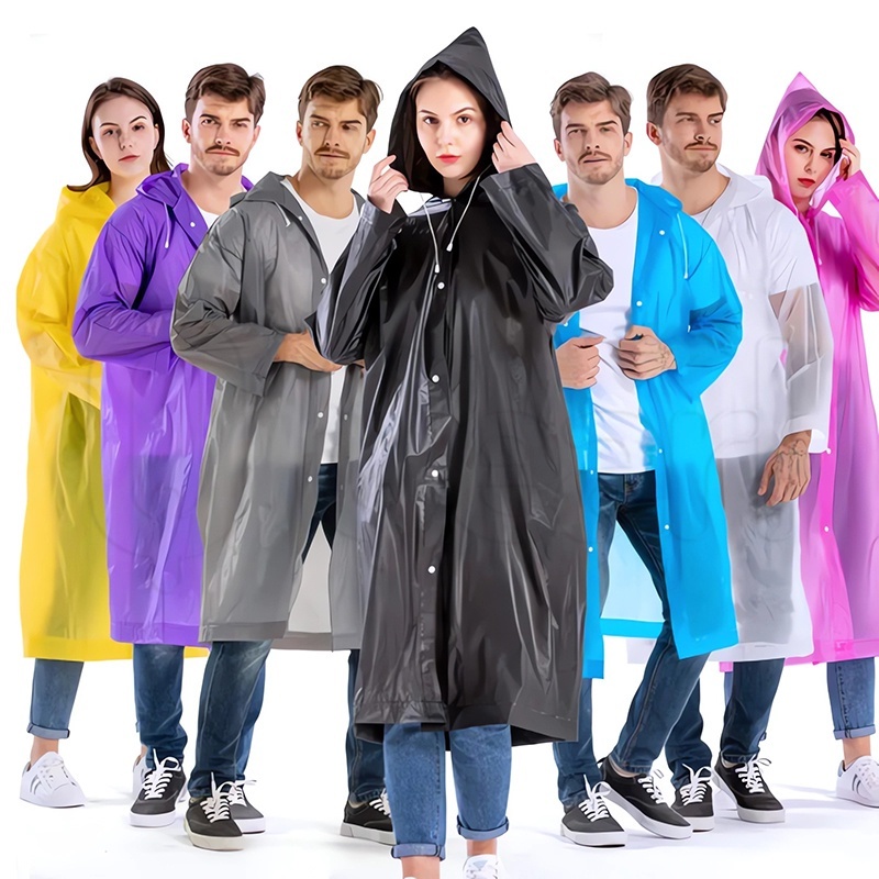 Portable Unisex Thickened EVA Raincoat / Reusable Fashion Clear Thicken ...