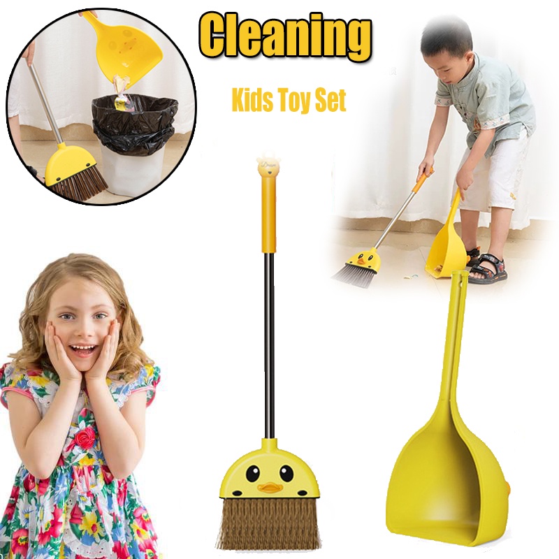 Kids Mini Broom Dustpan Set Toddlers Pretending Play Toy Children Play ...