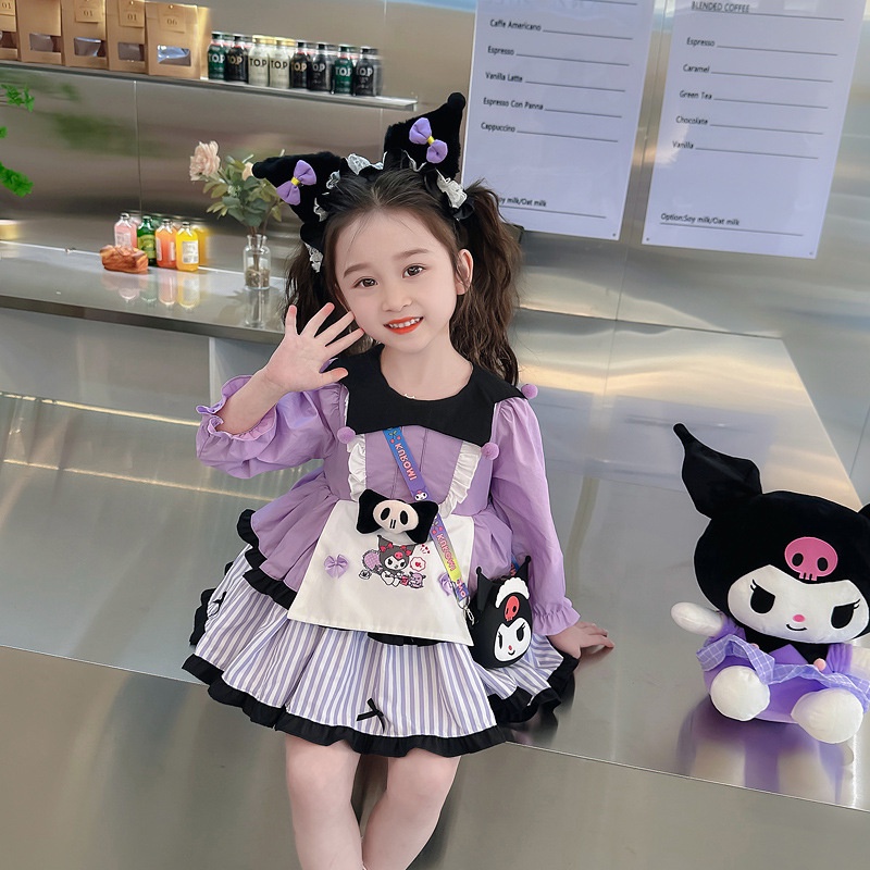 2023 Summer Girls Kuromi Lolita Dress Pettiskirt Cos Children Little ...