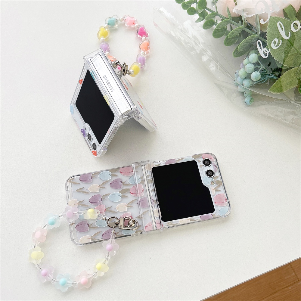Clear Cute Flip with Chain Casing for Samsung Galaxy Z Flip 5 Thin ...