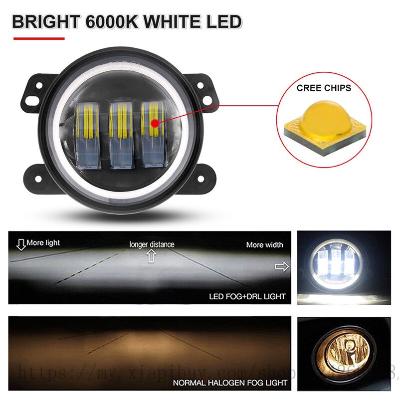 【Ready Stock】3.5" / 4" Inch LED Fog Lights 60W Amber Yellow CREE Led ...