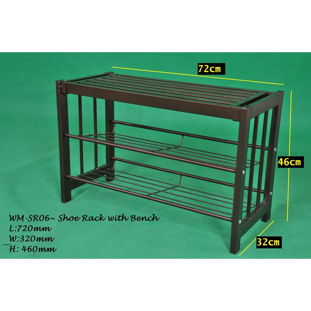 WM-SR06 Shoe Rack With Bench, Rak kasut Besi, Metal Rack | Shopee Malaysia