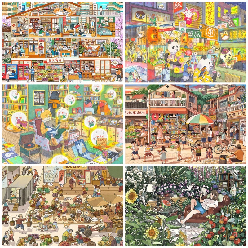 【Spring Shop】Adult Decompression Wooden Jigsaw Puzzle 300/500/1000 ...