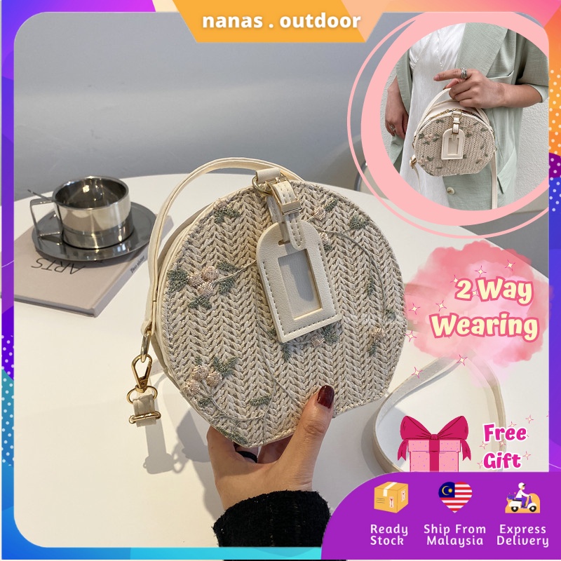 Korean sling bag women's straw shoulder bag student crossbody bag ...