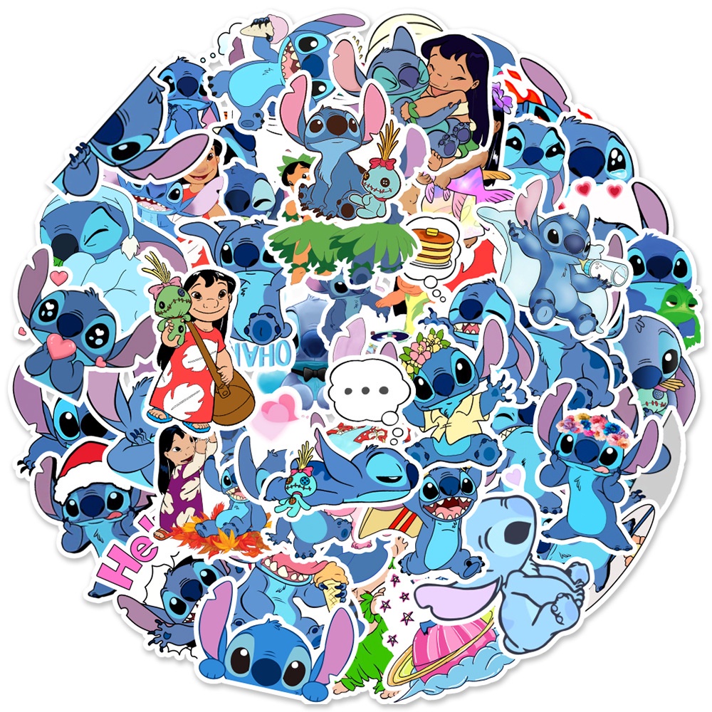 50pcs Cute Lilo Stitch Stickers for Kids DIY Skateboard Laptop Luggage ...