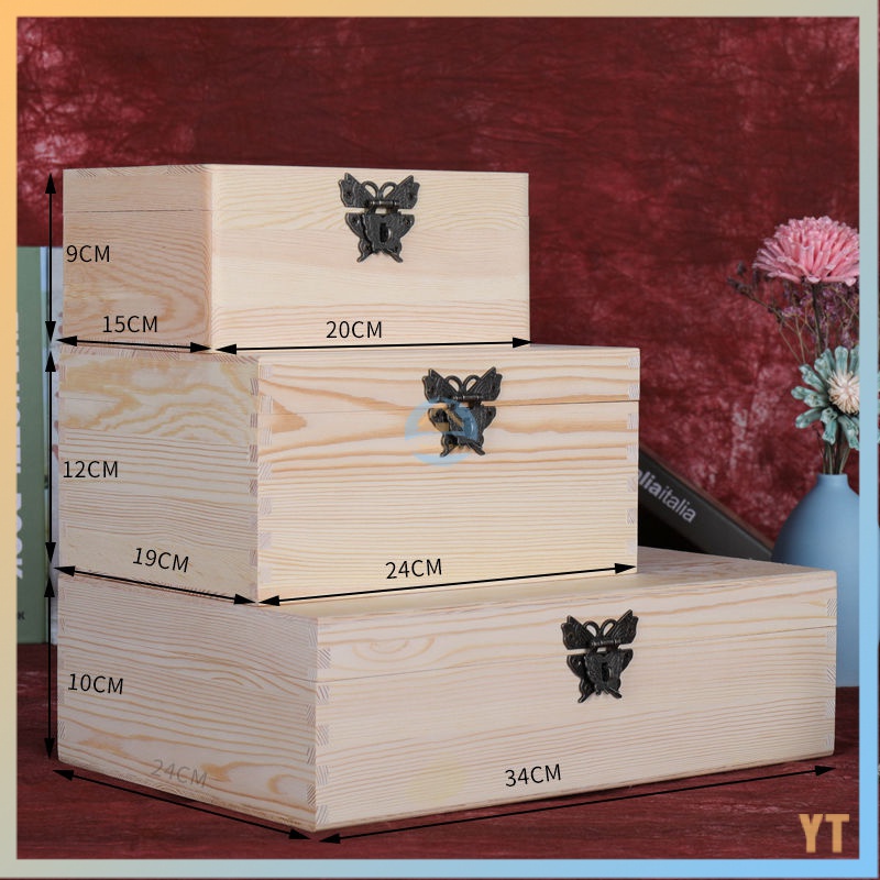 Wooden box storage box with lock pure solid wood student gift box ...