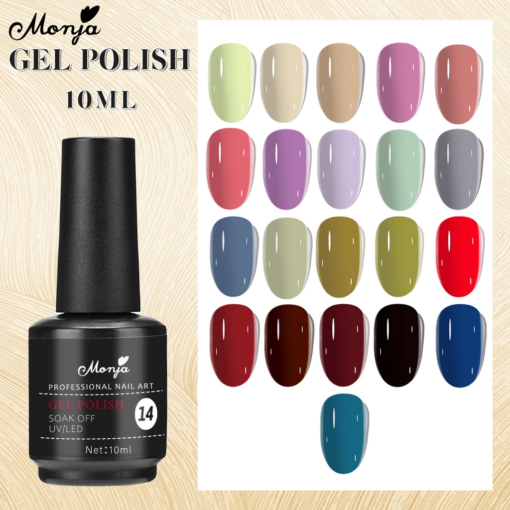 Monja 50 Colors 10ml Nail Art Gel Polish Pure Color UV LED Painting Gel ...
