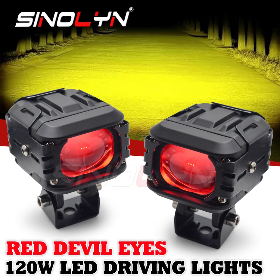 120W Mini Driving Light Work Light Bar Spot Pod Auxiliary lights Red ...
