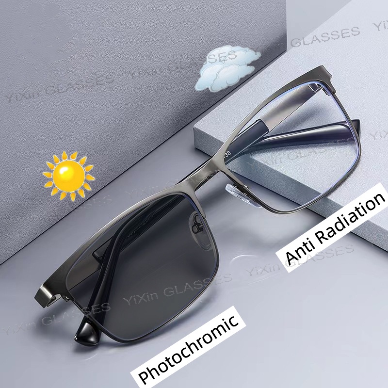 High Quality Photochromic Anti Radiation Metal Glasses Square Frame ...