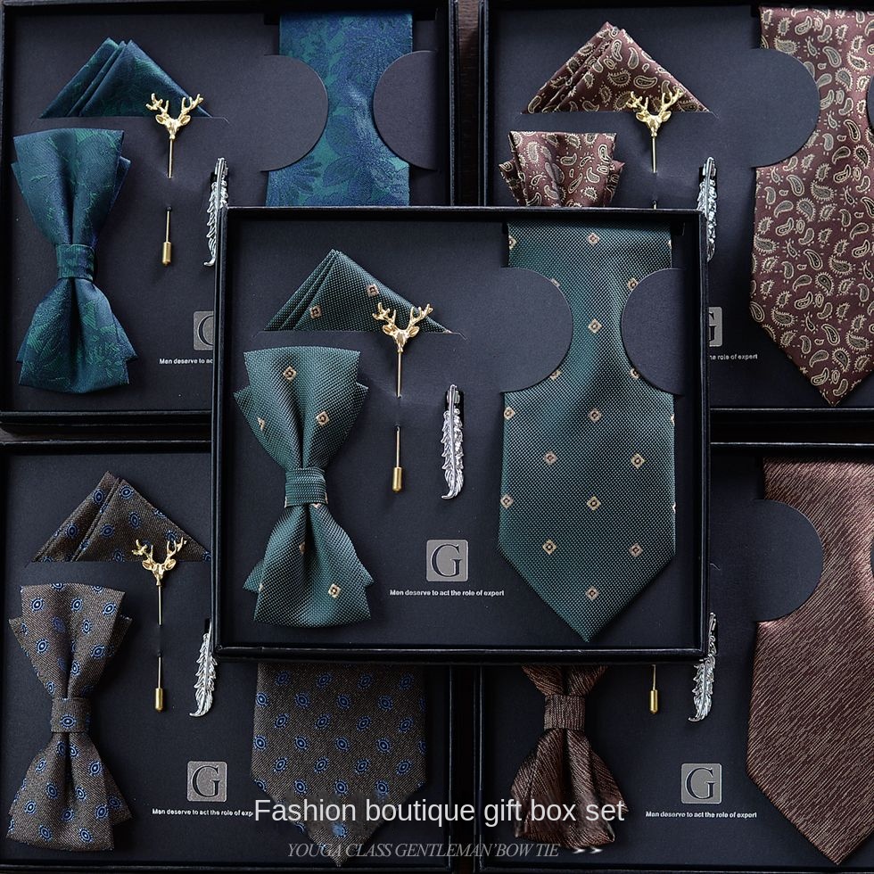 Tie Gift Box Set Men's Groom Business Formal Retro Bow Tie Birthday ...
