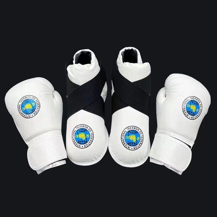 ITF Taekwondo Karate Sport Hand Glove Protection Foot Guard Red and ...