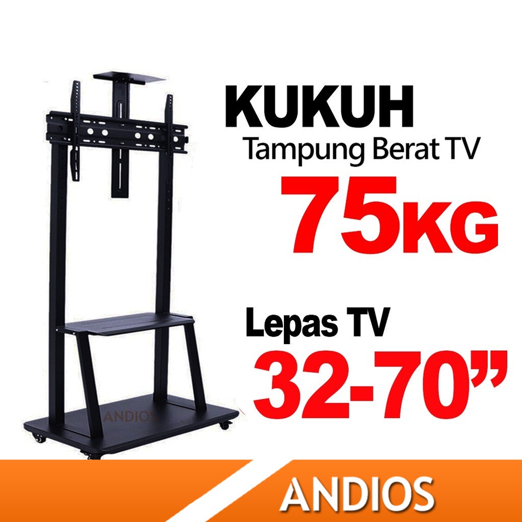 TV Stand Rack Troli Roda 32 70inch Flat Screen LED LCD Kaki Bracket ...