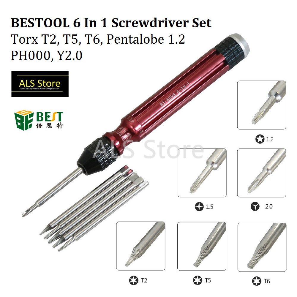 6 In 1 High Quality Cr-V Steel Precision Screwdriver Set - Torx T2, T5 ...