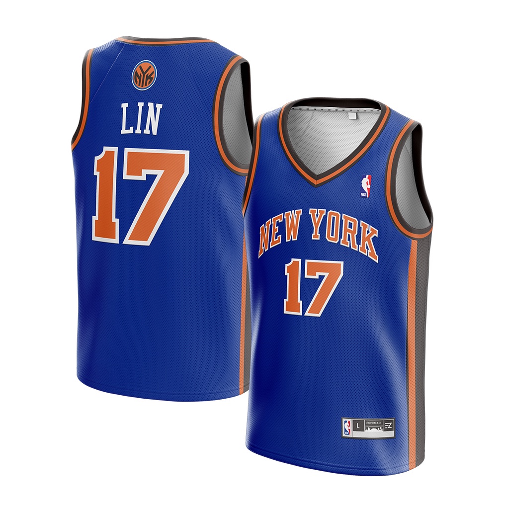 Jersey Jeremy Lin New York Knicks 17 Blue Blue Swingman Basketball NBA ...