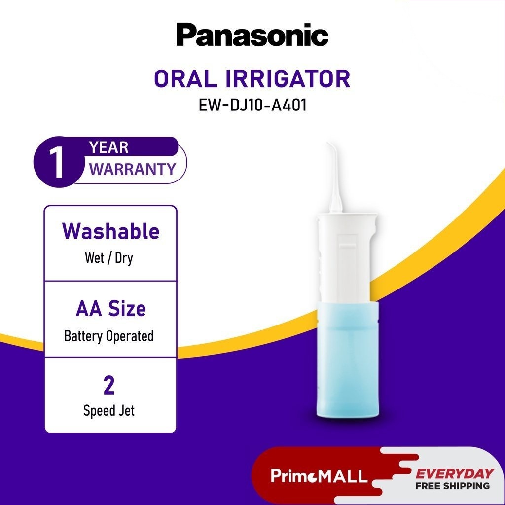 PANASONIC EW-DJ10 Oral Irrigator 2 Speed Jet EW-DJ10-A401 Washable Battery Operated Storable ...