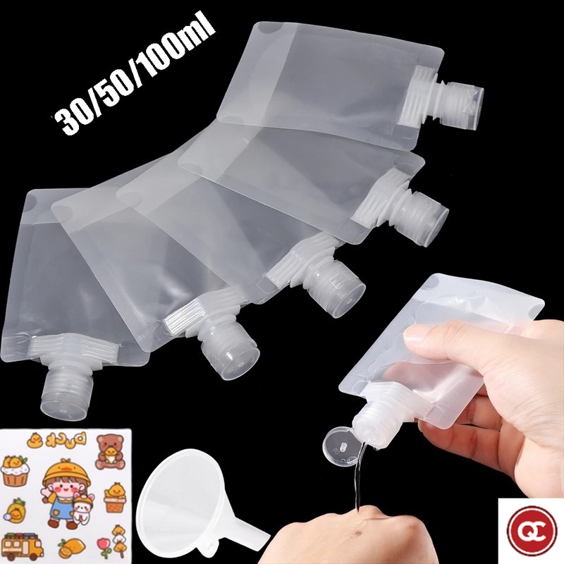 QC 1Pc 30/50/100ml Transparent Clamshell Packaging Bag with Sticker ...