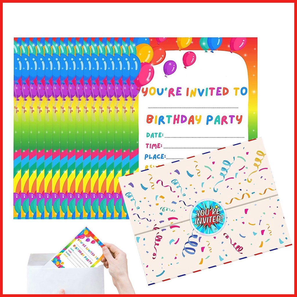 Party Invitations 12 pcs Paper Birthday Party Invitations for Girls ...