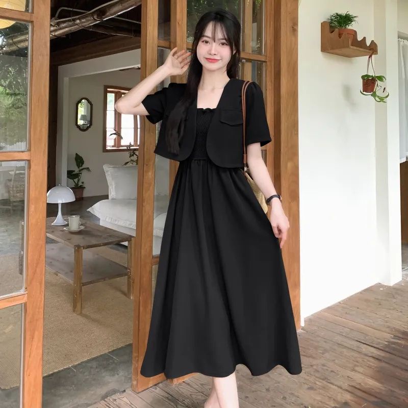 【Plus Size】(40-150KG)300斤胖mm大码吊带裙套装女夏季法式小黑裙宽松遮肚显瘦连衣裙女bigsize oversize | Shopee Malaysia