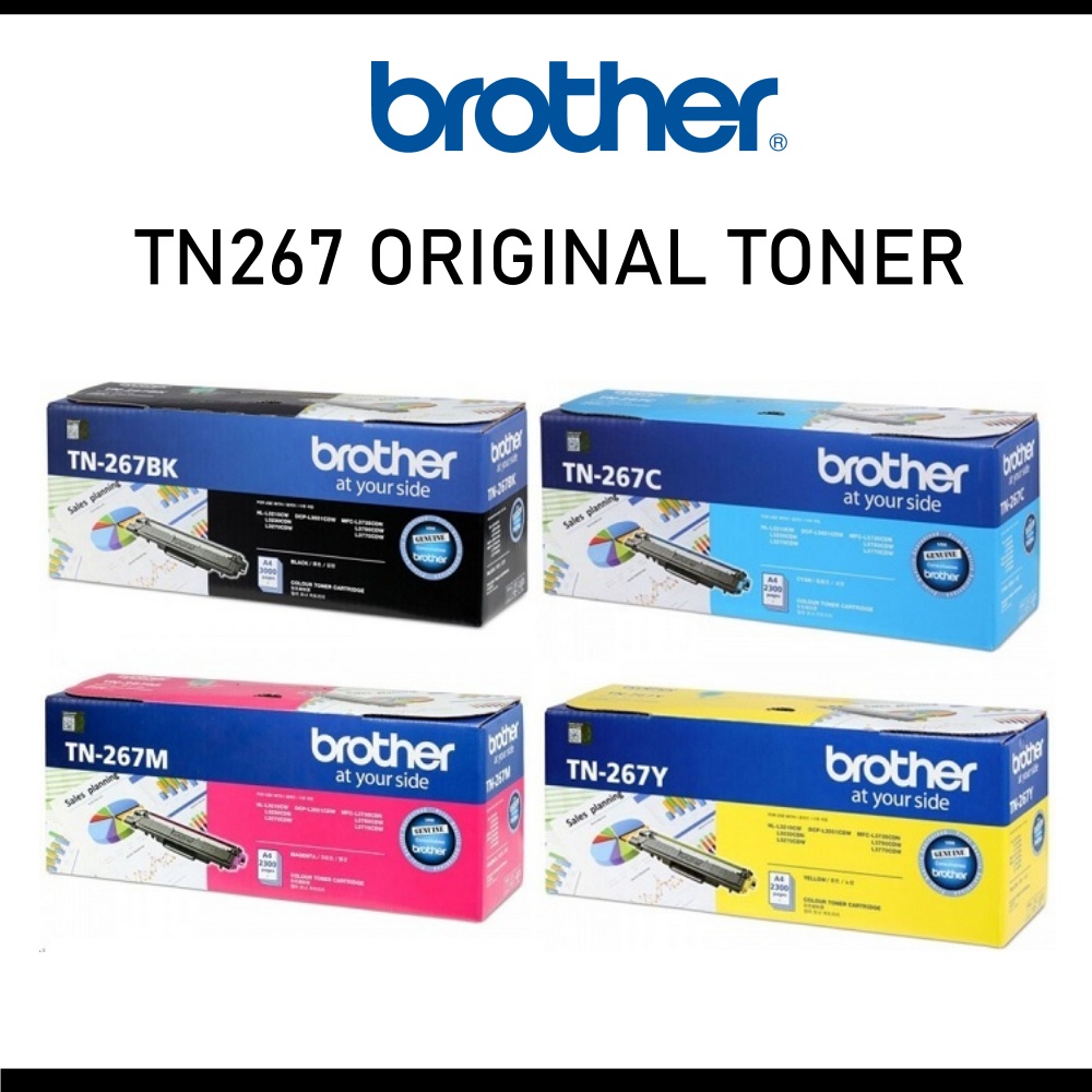 BROTHER TN267 TN-267 BK/C/M/Y TONER HL-L3230CDN/DCP-L3551CDW/MFC ...