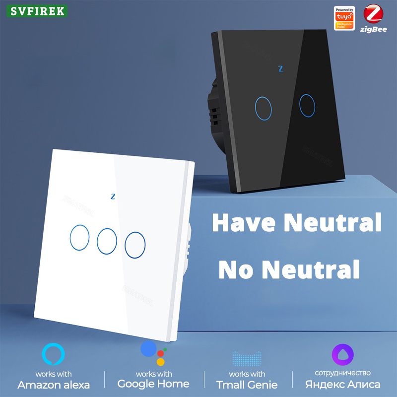Zigbee WiFi Switch Tuya Touch Light Switch No Neutral Wire 1/2/3/4 Gang ...
