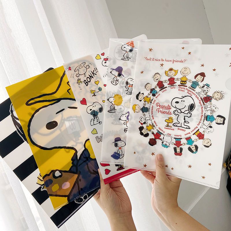 MQ Cute Snoopy Folder Cartoon L Folder PVC Durable Bill Storage Single ...