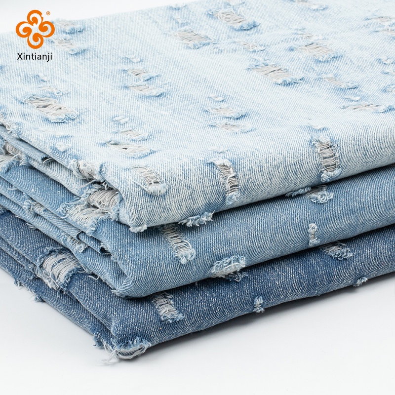 Distressed Washed Denim Fabric Pure Cotton Thick for Sewing Pants ...