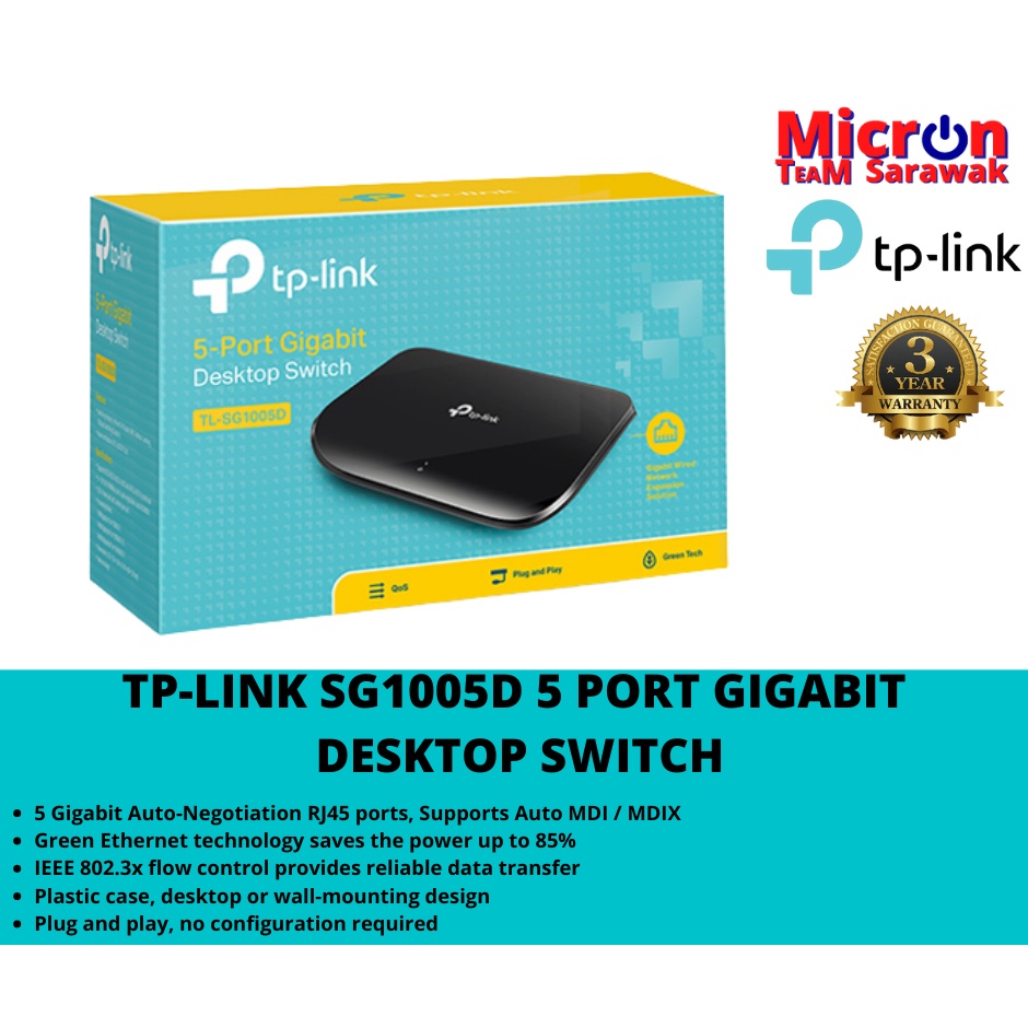 TP-LINK TL-SG1005D 5 Port Gigabit Desktop Switch | Shopee Malaysia