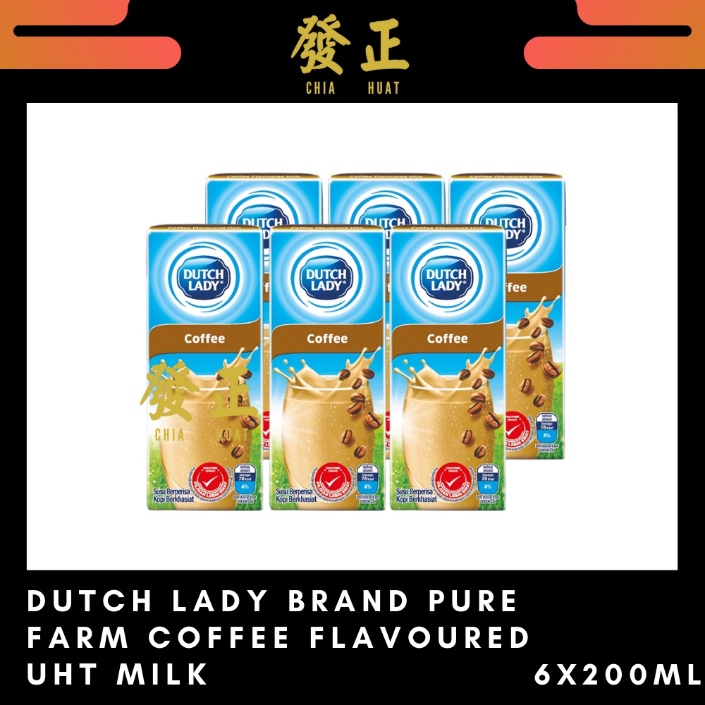 Dutch Lady Brand Pure Farm Coffee Flavoured UHT Milk 6x200ml | Shopee ...