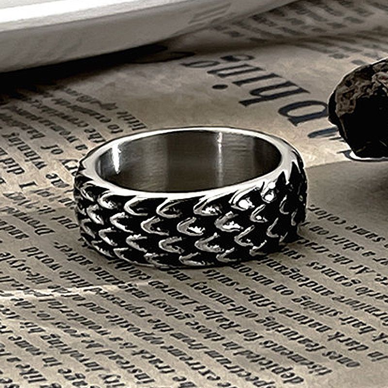 Dragon Scale Ring Men's Trendy ins Retro Cool Style High-End Simple ...