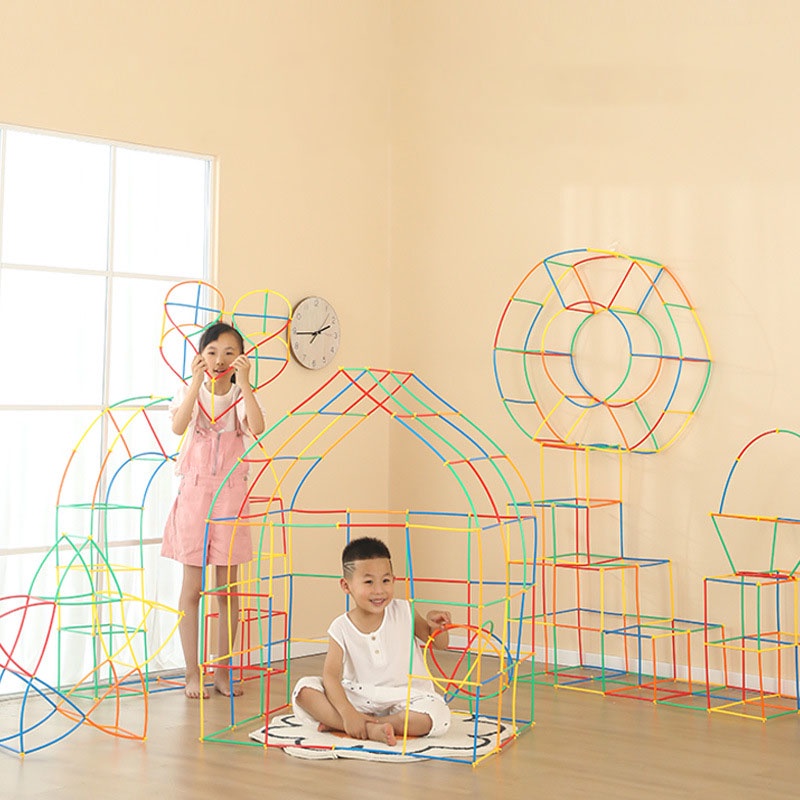 100pcs Children's Puzzle Straws Toy Building Blocks for Creative 4D ...