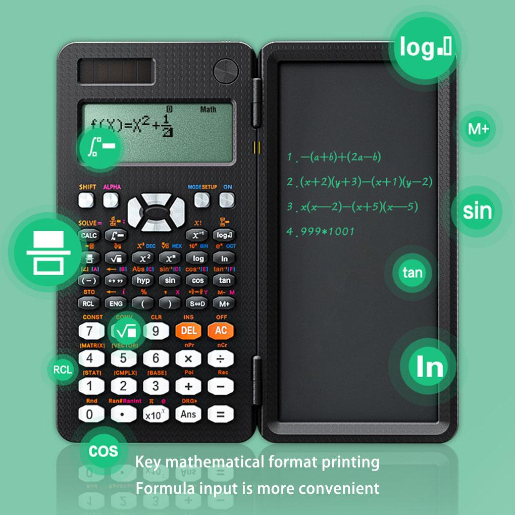 Scientific Calculator Notepad Professional Adults Portable Log Square Digital Display LCD Screen ...