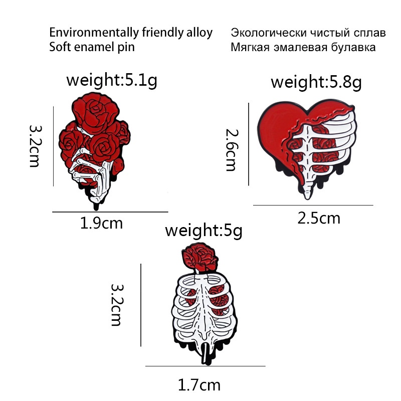 Floral Organ Enamel Pins Rib Cage Brain Intestinal Brooches Lapel ...